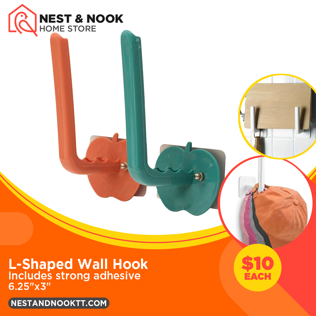L-Shaped Wall Hook with Strong Adhesive – Nest & Nook Home Store